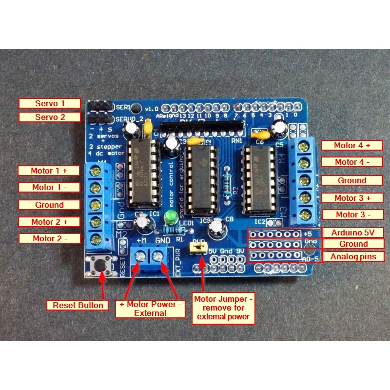 Shield L293D control de motor compatible con arduino