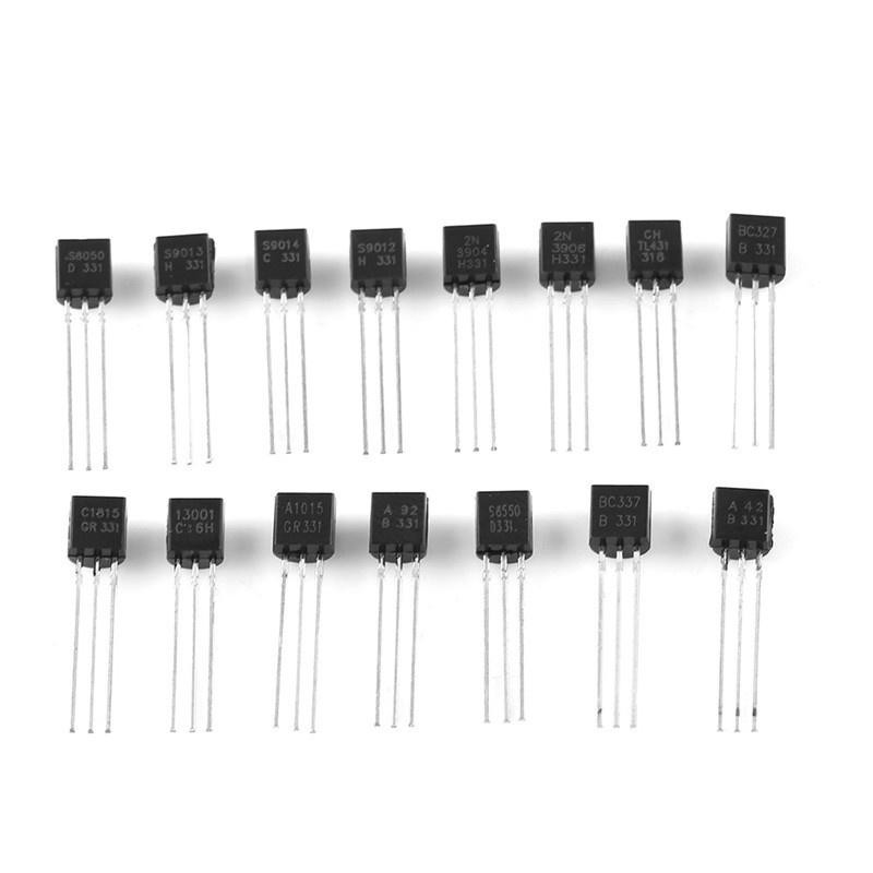 Transistores NPN, PNP 15 valores (Caja 300 unidades)