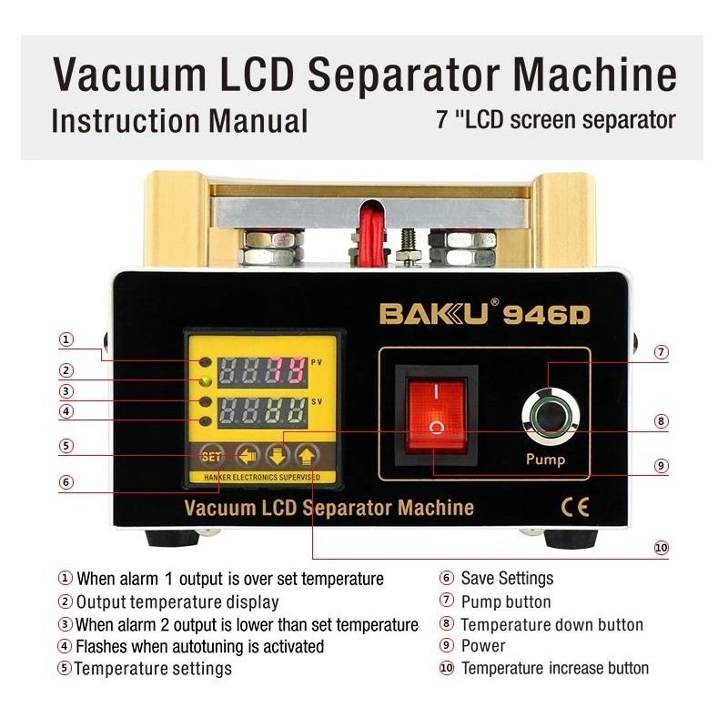 Plancha separadora de pantalla al vacio BAKU BK-946D