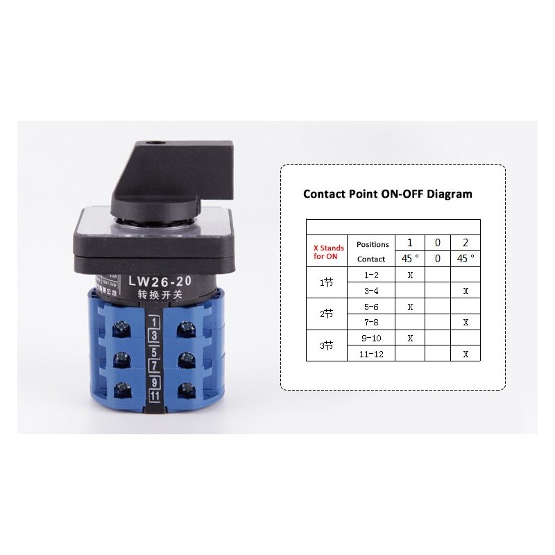 Interruptor Selector de 3 Posiciones LW26-20