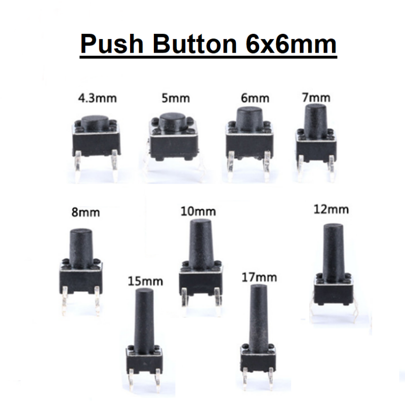 Interruptor Push Button Tamaño 6 x 6 x 5 mm (4 Unidades)