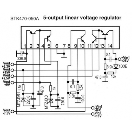 Amplificador de Audio STK470-050A 2CHN 10-50W
