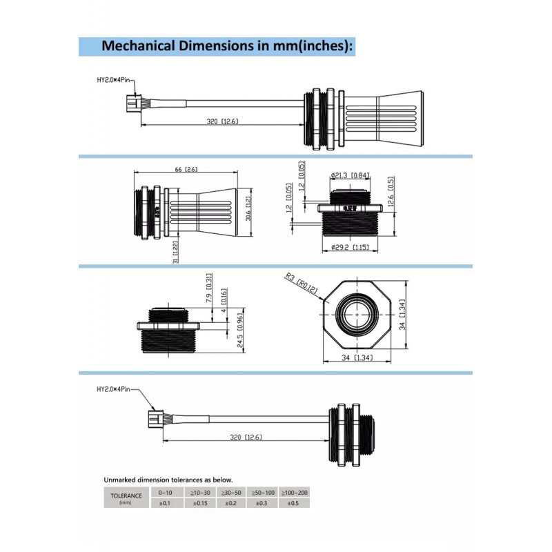 Sensor Ultrasonico A0121AU con puerto serial UART