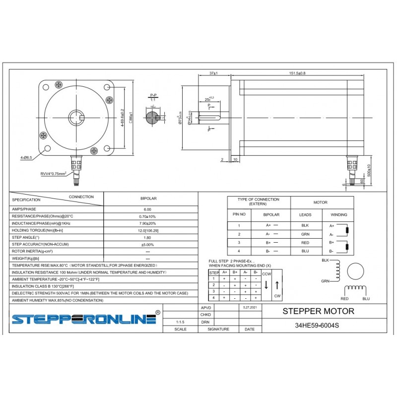 Motor Paso a Paso Nema 34 con Controlador DM860I Tipo Motor Nema 34 con ...