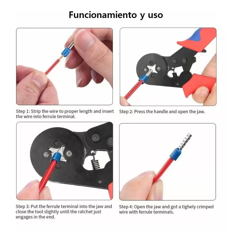 Crimpadora con Terminales de Empalme Rapido 8-20 AWG HSC8 6-4A Tipo ...
