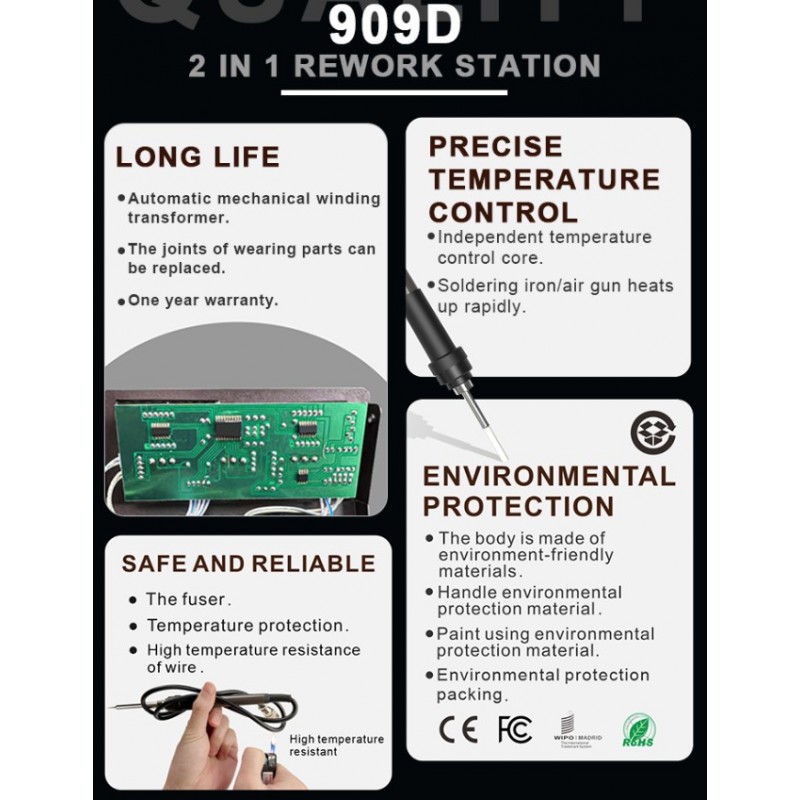 Estacion de Soldadura 2 en 1 BAKU BK-909D