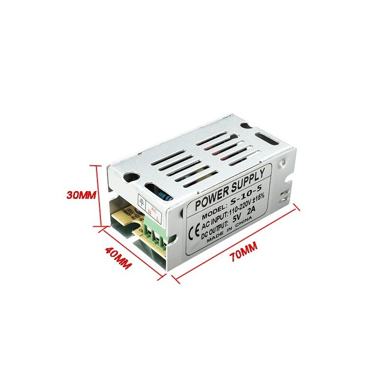 Fuente de energia conmutada 5V 2A - 5A 10W- 25W metalica cuadrada Valor 5V 2A 10W