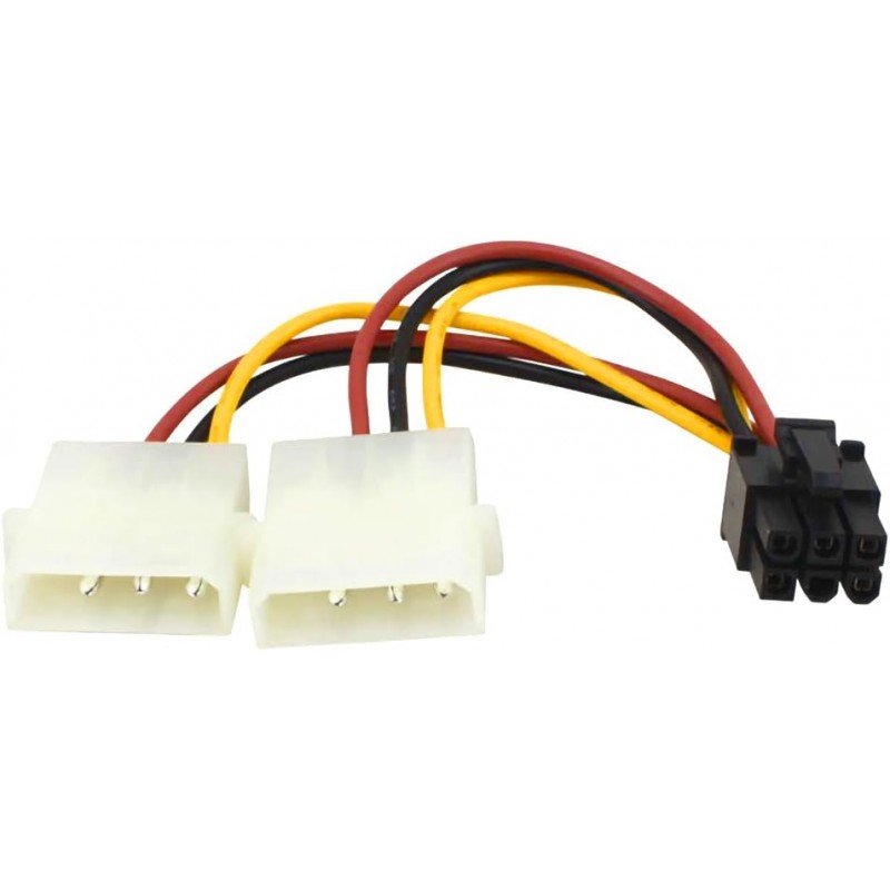 Adaptador PCI-E 6 y 8 pines a energia Molex macho 4 pines doble Tamaño 6 pines