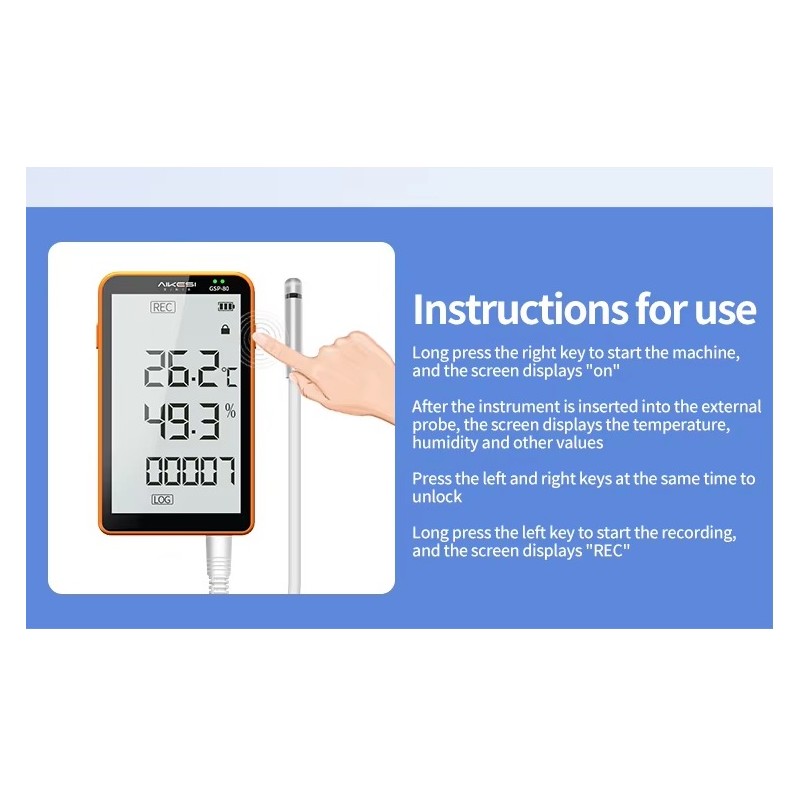 Datalogger para temperatura y humedad IOT GSP-80