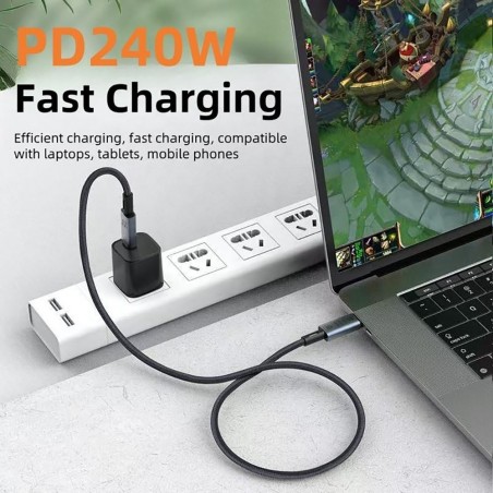 Cable USB5.0 USB-C a USB-C PD Thunderbolt 4 8K 80Gbps 240W 1.5M