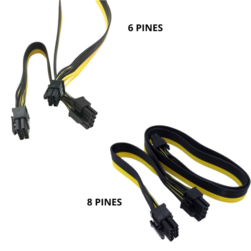 Splitter para tarjeta grafica PCIe de 6 y 8 pines macho a 2 salidas 8 ...